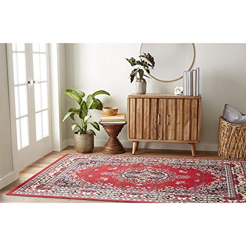 Home Dynamix Premium Sakarya Traditional Medallion Border Area Rug, Claret, 7'8"x10'7" Rectangle