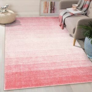 wonnitar washable 3x5 area rug,pink rugs for girls bedroom,contemporary ombre nursery soft mat for baby girl,modern non-skid faux wool indoor carpet for bathroom dorm bedside