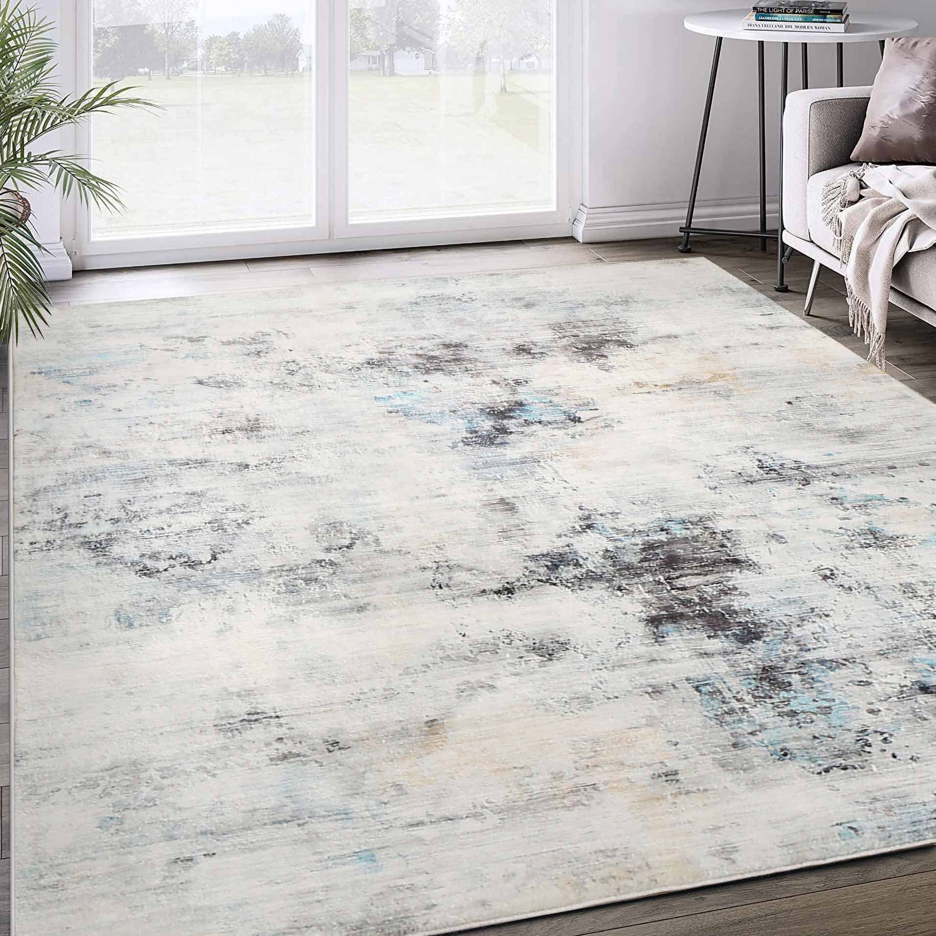 Cinknots Rugs Modern Soft Abstract Area Rugs for Living Room/Bedroom/Kitchen & Dining Room,Medium Pile Home Decor Carpet Floor Mat (Grey 9, 3' 11" x 5' 3" Rectangular)