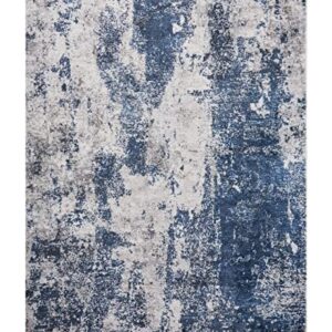 Area Rug Living Room Rugs: 8x10 Large Soft Indoor Carpet Modern Abstract Decor Rug with Non Slip Rubber Backing for Under Dining Table Nursery Home Office Bedroom Blue