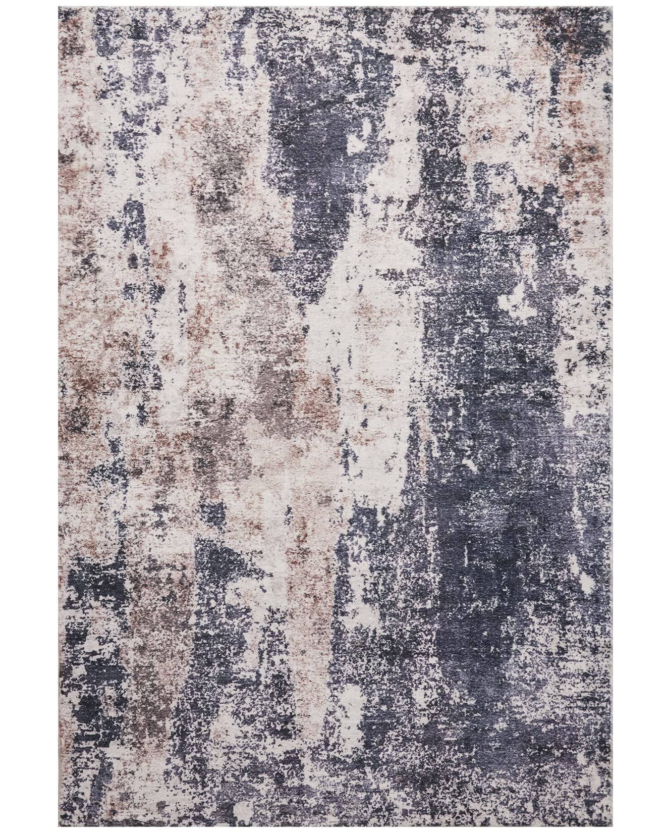 Area Rug Living Room Rugs: 8x10 Large Soft Indoor Carpet Modern Abstract Decor Rug with Non Slip Rubber Backing for Under Dining Table Nursery Home Office Bedroom Gray Brown