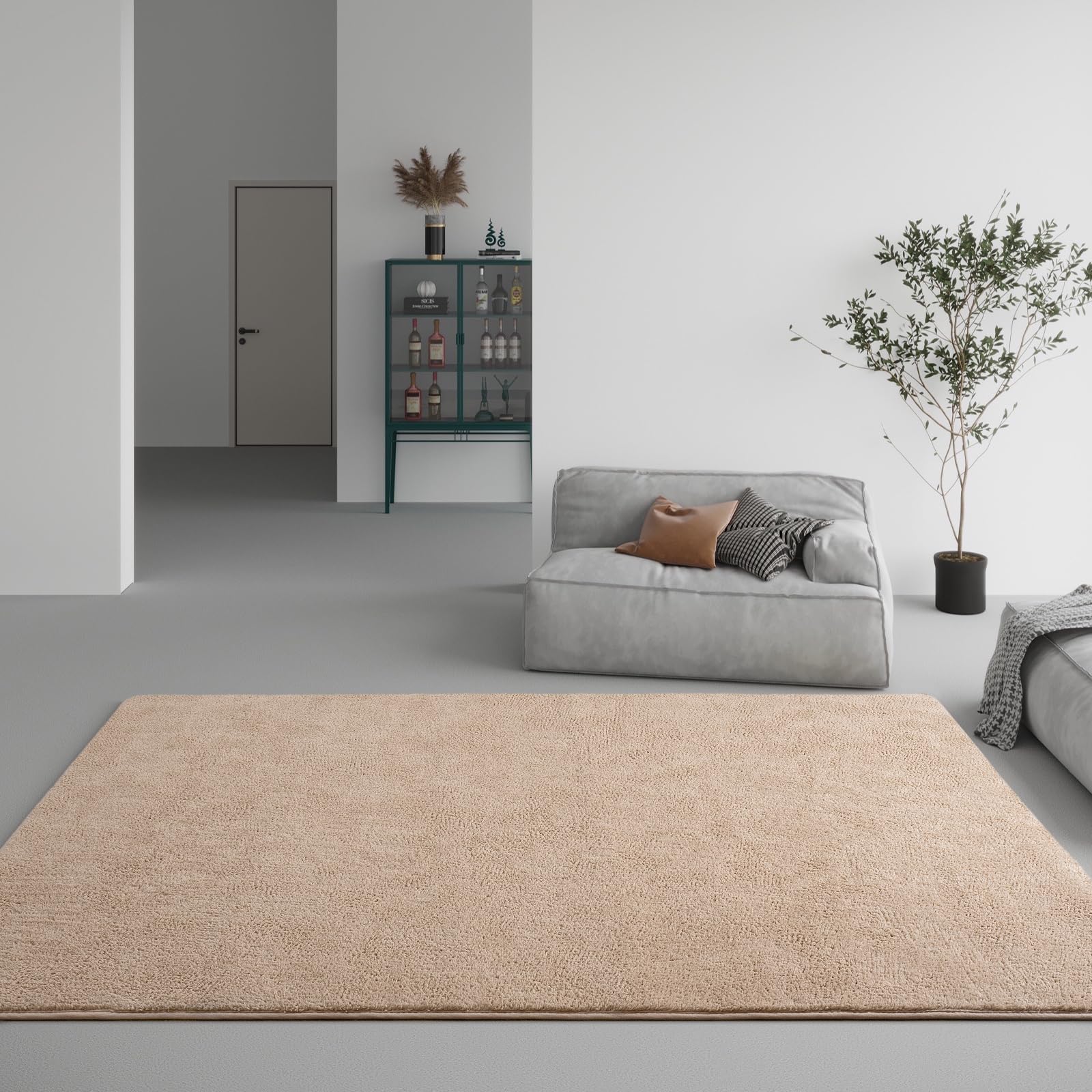 DweIke Modern Beige Area Rugs for Bedroom Living Room, 4x6 ft Thickened Memory-Foam Indoor Carpets, Minimalist Style Carpet Suitable for Boys Girls and Adults with Super Soft Touch, Washable