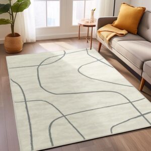 jinchan area rug 4x6 washable rug abstract rug grey gray rug aesthetic minimalist rug indoor floor cover carpet thin rug accent modern rug lightweight kitchen living room bedroom dining room office