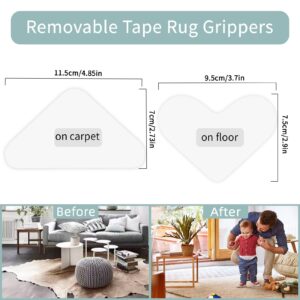 LISERV Non Slip Rug Grippers, 12 Pairs Anti Slip Rug Tape Keep Corners Flat, Kitchen Rugs and Mats Non Skid Washable Carpet Tape, Carpet Pad Rug Grippers for Hardwood Floors and Area Rugs