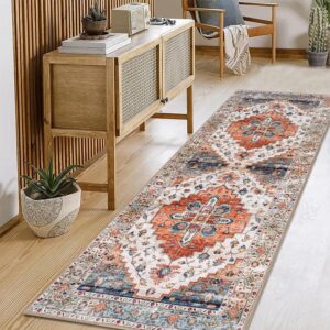 Aopota Hallway Runner Rug 2x6 Distressed Washable Runner Rug Vintage Kitchen Runner Rug Non Slip Bedroom Runner Rug for Living Room Bedroom Kitchen Laundry Room