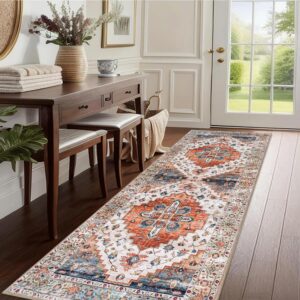 Aopota Hallway Runner Rug 2x6 Distressed Washable Runner Rug Vintage Kitchen Runner Rug Non Slip Bedroom Runner Rug for Living Room Bedroom Kitchen Laundry Room