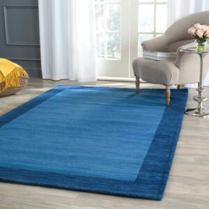 safavieh himalaya collection area rug - 10' x 14', light blue & dark blue, handmade wool, ideal for high traffic areas in living room, bedroom (him580a)