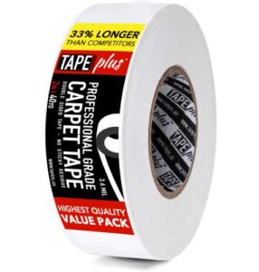 professional rug tape - 2 inch by 40 yards (120 feet! - 2x more!) - double sided non-slip carpet tape - premium white finish - perfect gripper for holding indoor rugs in place