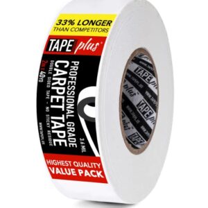 Professional Rug Tape - 2 Inch by 40 Yards (120 Feet! - 2X More!) - Double Sided Non-Slip Carpet Tape - Premium White Finish - Perfect Gripper for Holding Indoor Rugs in Place