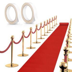 faculx red carpet runner for party 80gsm red carpet runner with 2 piece carpet tapefor wedding christmas xmas thanksgiving outdoor accessories, wedding party hallway prom rug (red, 2.6 x 30 feet)