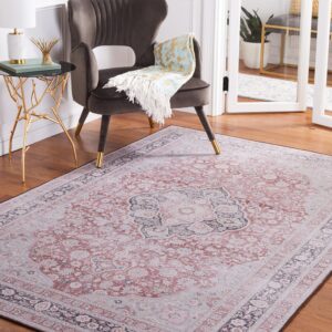 safavieh tucson collection area rug - 6' x 9', rust & sage, persian medallion design, non-shedding machine washable & slip resistant ideal for high traffic areas in living room, bedroom (tsn191p)