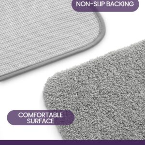 DEXI Bathroom Rug Mat, Extra Soft and Absorbent Bath Rugs, Washable Non-Slip Carpet Mat for Bathroom Floor, Tub, Shower Room, 24"x16", Grey