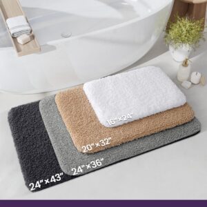 DEXI Bathroom Rug Mat, Extra Soft and Absorbent Bath Rugs, Washable Non-Slip Carpet Mat for Bathroom Floor, Tub, Shower Room, 24"x16", Grey