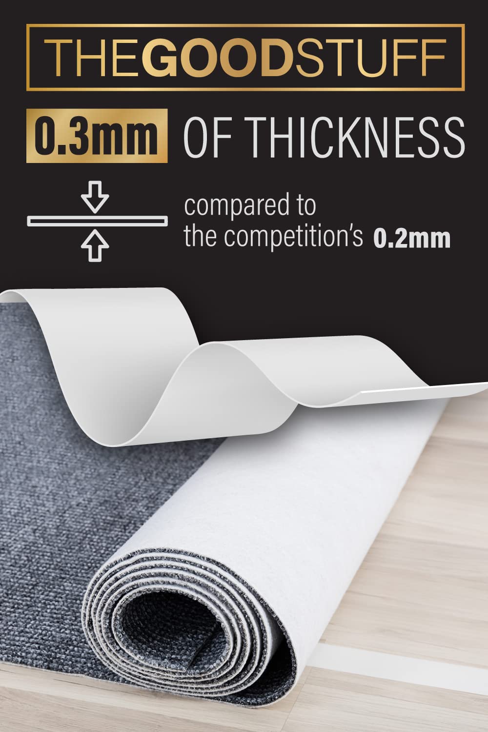 The Good Stuff Rug Tape for Hardwood and Laminate Floors - 10 Yards of Extreme Strength Tape