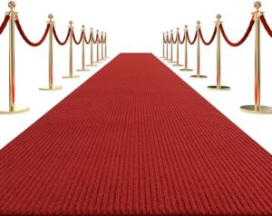 hombys 450 gsm thickness red carpet runner for party, extra thick & non-slip felt rug red aisle runner rug for special events, wedding hollywood oscars, 2.6 * 30 ft