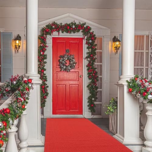 HOMBYS 450 GSM Thickness Red Carpet Runner for Party, Extra Thick & Non-slip Felt Rug Red Aisle Runner Rug for Special Events, Wedding Hollywood Oscars, 2.6 * 30 ft