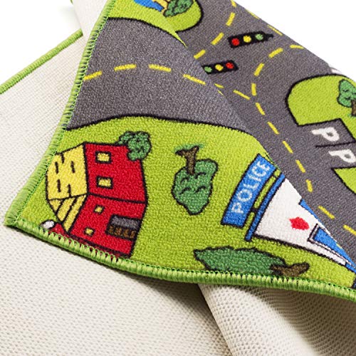 Large Kids Carpet Playmat Rug 52 x 32 with Non-Slip Backing, City Life Play Mat for Playing with Car Toy, Game Area for Baby Toddler Kid Child Educational Learn Road Traffic in Bedroom, Classroom