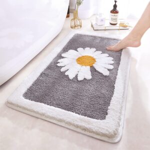 annaruger gray bathroom rug, ultra soft microfiber shaggy bathroom mats, 20''x 32'', extra absorbent bath rugs, machine washable/dry, non-slip bathroom carpet for tub, bathroom and shower