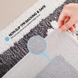 ANNARUGER Gray Bathroom Rug, Ultra Soft Microfiber Shaggy Bathroom Mats, 20''x 32'', Extra Absorbent Bath Rugs, Machine Washable/Dry, Non-Slip Bathroom Carpet for Tub, Bathroom and Shower