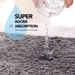 ANNARUGER Gray Bathroom Rug, Ultra Soft Microfiber Shaggy Bathroom Mats, 20''x 32'', Extra Absorbent Bath Rugs, Machine Washable/Dry, Non-Slip Bathroom Carpet for Tub, Bathroom and Shower