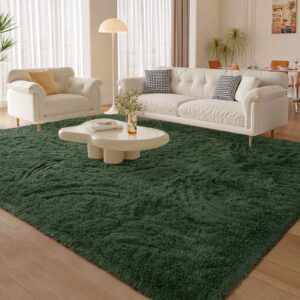 jocovieh large soft deep-green rugs for bedroom, 6x9 feet fluffy carpets, indoor modern plush area rugs for living room kids girls room, non-slip shag rug for nursery home decor, deep-green