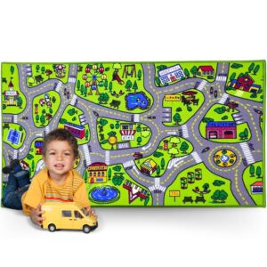 toyvelt kids carpet playmat car rug – educational road traffic carpet multi color play mat - x-large 71" x 39" best kids rugs for playroom & kid bedroom – for ages 3-12 years old