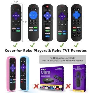 3 Pack Remote Cover for Roku, The Remote Case Compatible with Roku Voice Remote Official, Silicone Universal Protective Controller Sleeve for Roku TV Remote Glow in The Dark Yellow Blue Pink