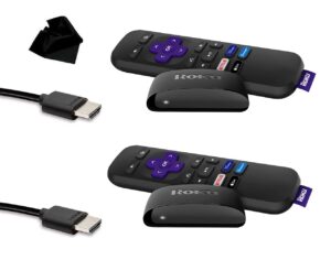 roku express hd 2 pack | streaming player hd with roku simple remote, includes premium hdmi cable | with microfiber cleaning cloth