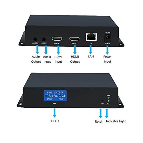 H265&H264/MJPEG HDMI Video Encoder HD 1080P@60HZ OLED Screen Video Audio Encoders with Loopout Max 4 Channels Streams Output HTTP/SRT/RTMP/RTMPS/RTSP IPTV Streaming for YouTube Facebook Live