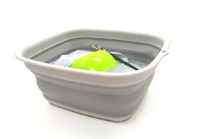 sammart 7.7l (2 gallon) collapsible tub - foldable dish tub - portable washing basin - space saving plastic washtub (grey, s)