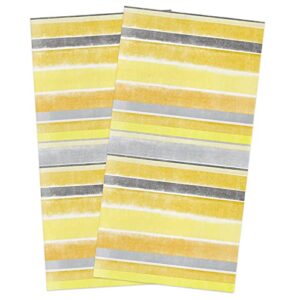 kitchen towels set ombre yellow grey stripe hand towels dish towel geometric design dishcloths 2 pack, 18x28 inches absorbent soft cotton dish cloths bar towels & tea towels