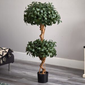 Nearly Natural 4ft. Sweet Bay Double Ball Topiary Silk Tree