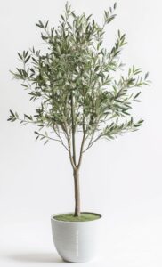 artificial olive tree 5 ft with realistic branches and leaves with moss pre-potted modern faux plants for home office porch outdoor fake indoor decor