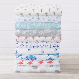 4-Piece Queen Coastal Microfiber Sheet Set | Nautical-Printed, Ultra-Soft Sheets | Wrinkle & Fade Resistant Beach-Themed Prints & Patterns Bedding Sheets & Pillowcases. (Queen, Palm Tree)