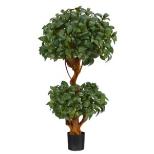 nearly natural 3ft. sweet bay double ball topiary artificial tree