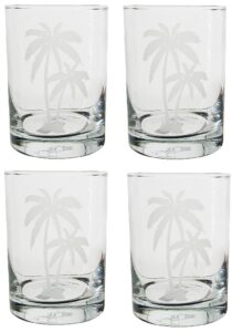 chesapeake bay 68683 4 palm tree whiskey or juice glasses 4 inches tall 8 ounce capacity