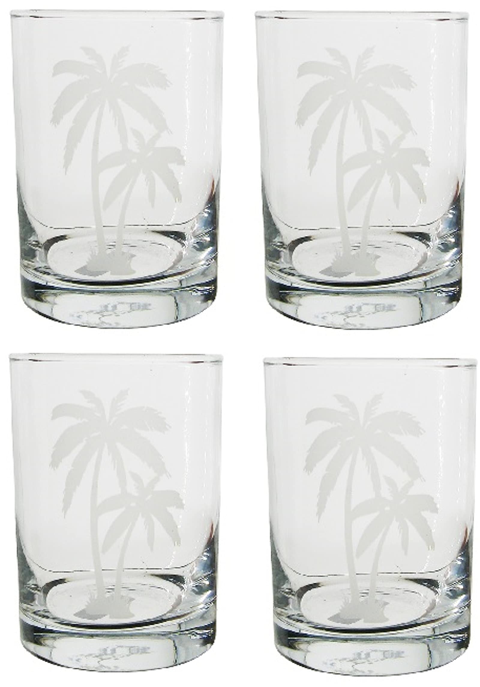 Chesapeake Bay 68683 4 Palm Tree Whiskey or Juice Glasses 4 Inches Tall 8 Ounce Capacity