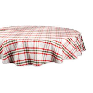 dii jolly christmas tree collection holiday table & kitchen décor, tablecloth, 70" round, christmas plaid