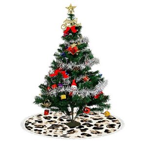 Dream Bay Christmas Tree Skirt,﻿Leopard Christmas Tree Mat for Xmas Party Decoration 30x30 Inches