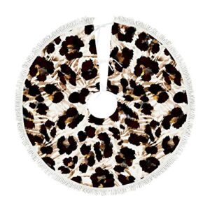 dream bay christmas tree skirt,﻿leopard christmas tree mat for xmas party decoration 30x30 inches