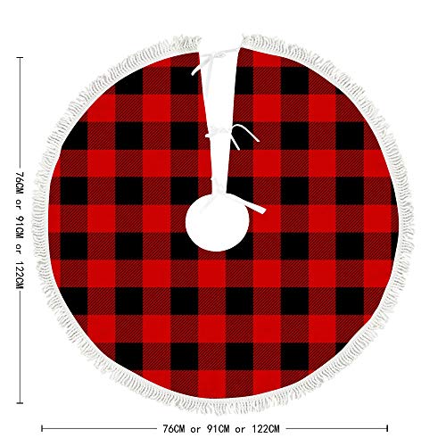 Dream Bay Christmas Tree Skirt,﻿Buffalo Plaid Christmas Tree Mat for Xmas Party Decoration 36x36 Inches