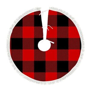 dream bay christmas tree skirt,﻿buffalo plaid christmas tree mat for xmas party decoration 30x30 inches