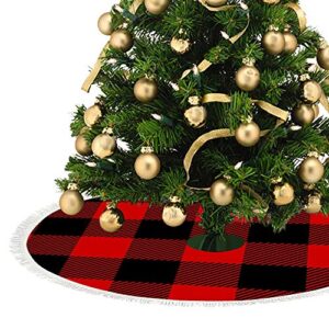 Dream Bay Christmas Tree Skirt,﻿Buffalo Plaid Christmas Tree Mat for Xmas Party Decoration 30x30 Inches