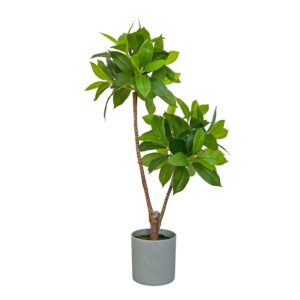 besamenature artificial bay double ball topiary trees, faux plant for home office decoration, 24" tall, green, ships in gray planter