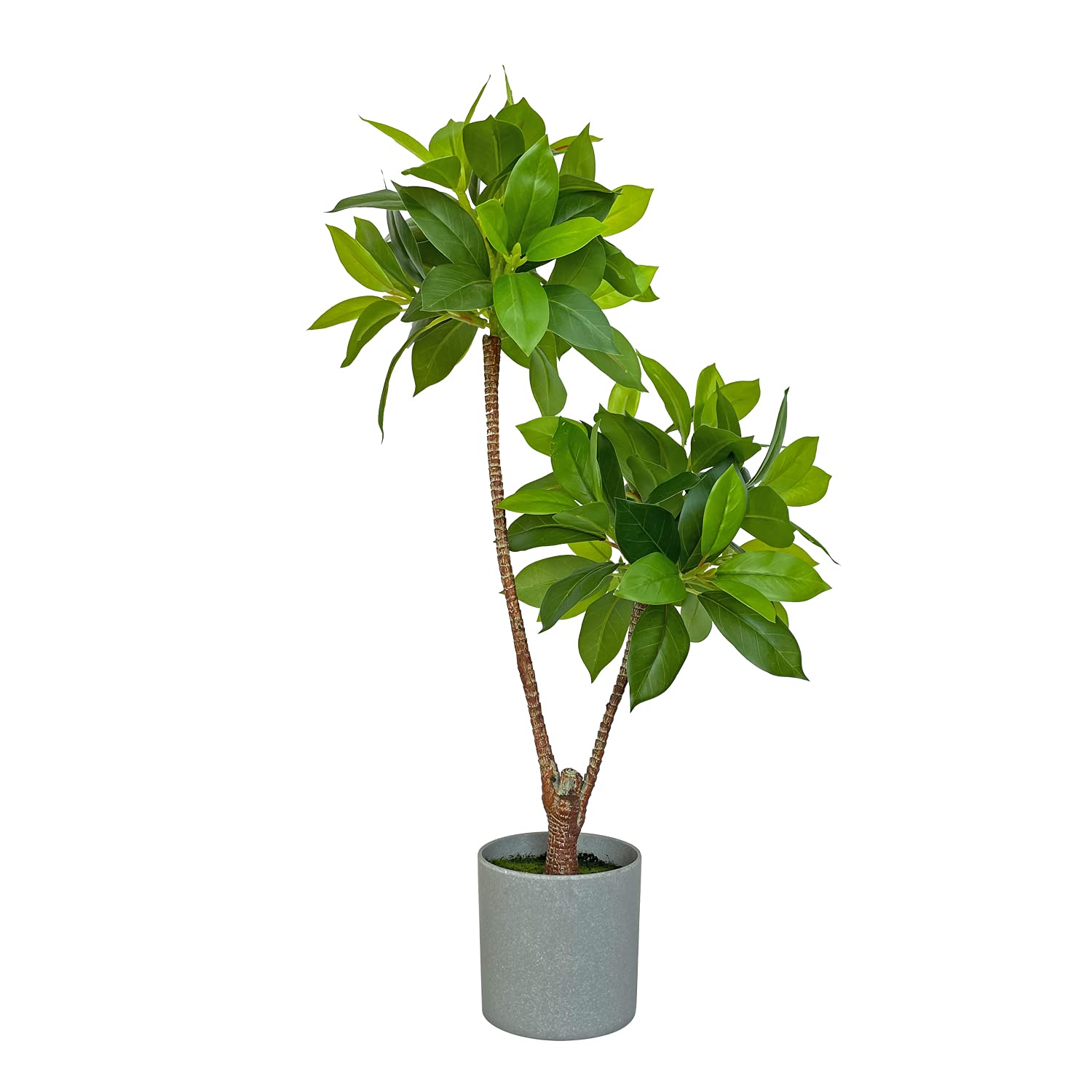 BESAMENATURE Artificial Bay Double Ball Topiary Trees, Faux Plant for Home Office Decoration, 24" Tall, Green, Ships in Gray Planter