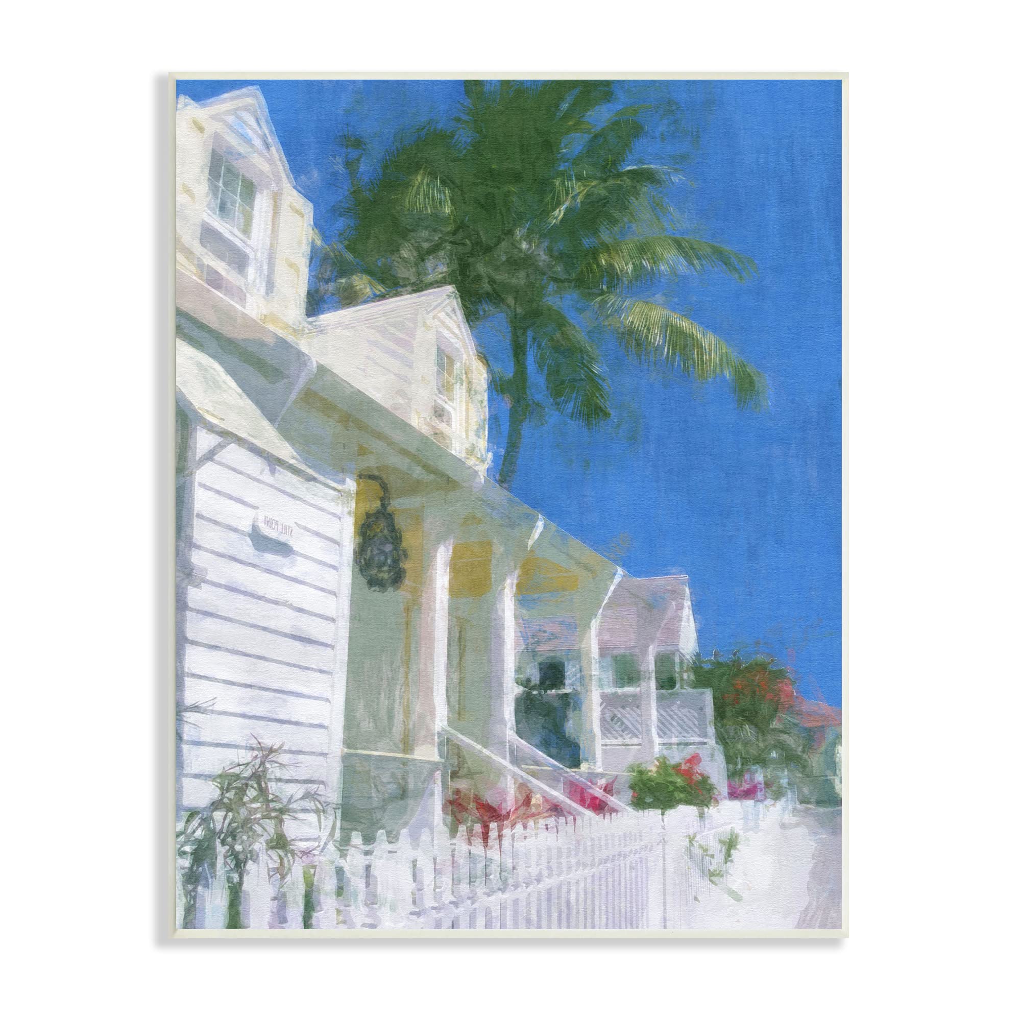 Stupell Industries Palm Tree Looming White Summer Villa Cottage, Design by Noah Bay