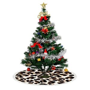 Dream Bay Christmas Tree Skirt,﻿Leopard Christmas Tree Mat for Xmas Party Decoration 48x48 Inches