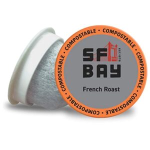 sf bay coffee french roast 12 ct dark roast compostable coffee pods, k cup compatible including keurig 2.0