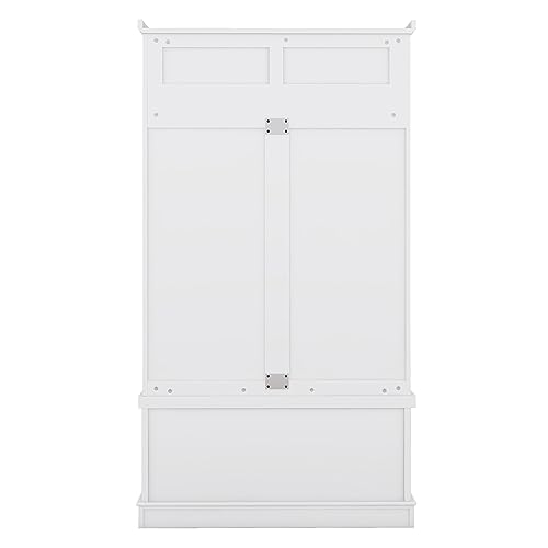 HomSof Hall Tree with Storage Shoe Bench for Entryway and Hallway,4-in-1 Design Coat Racks with 4 Hooks for Living Room,White