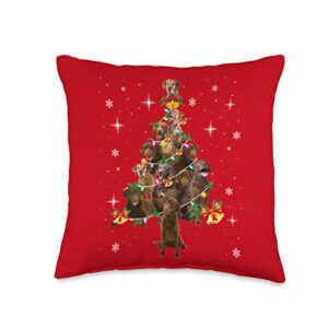 chesapeake bay retriever christmas tree pajama chesapeake bay retriever christmas tree lights xmas pajama throw pillow, 16x16, multicolor